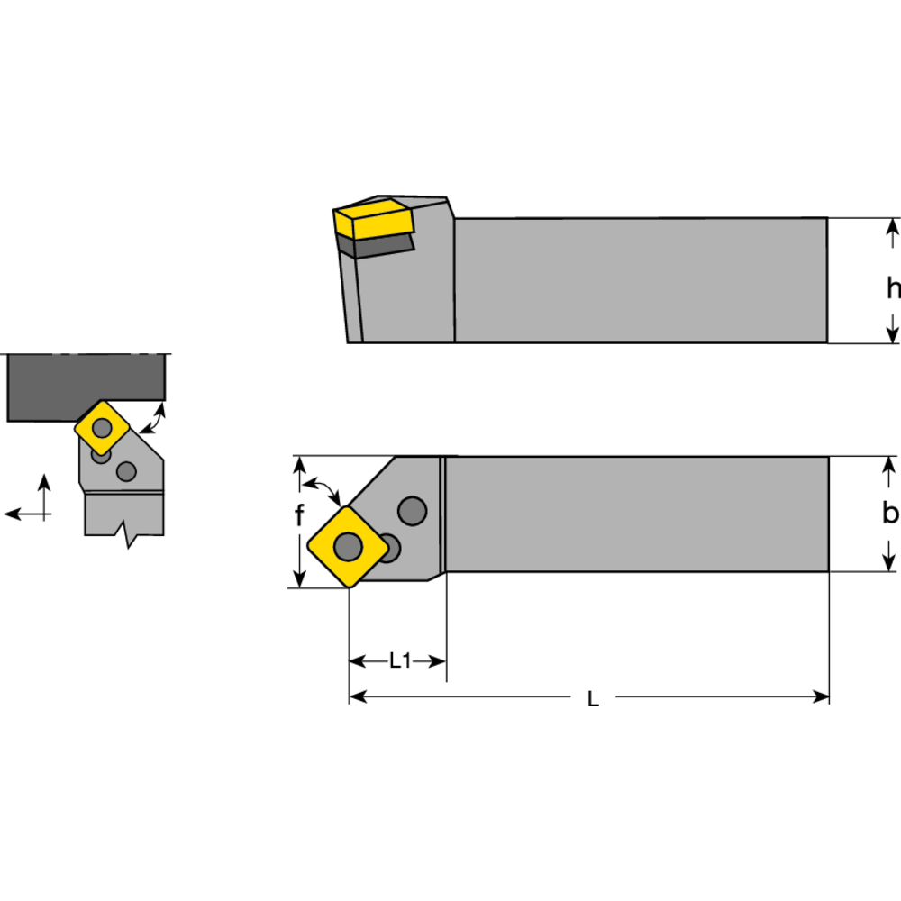 Tool holder PSSN-R 2525 M12, setting angle 45°, for turning inserts SNM.1204.. | SARATOOLS